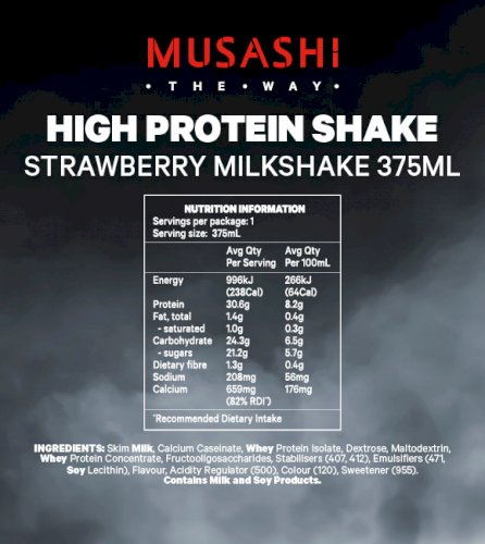 Musashi High Protein Shake / Drink Strawberry 375ml (Box of 6 ...